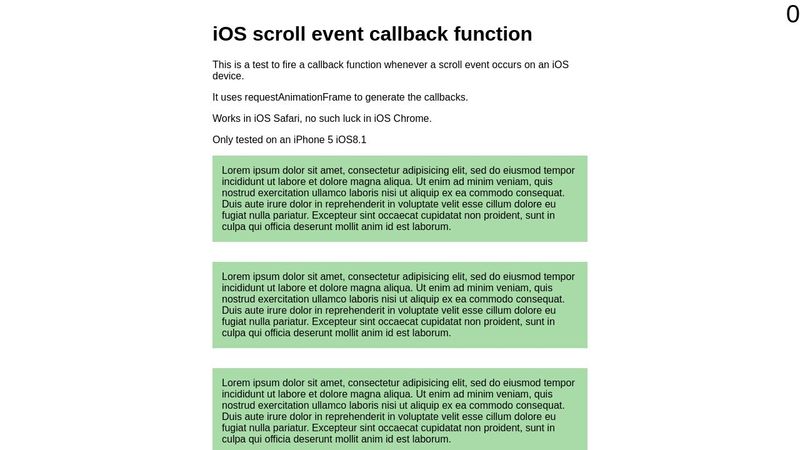 iOS scroll event callback function