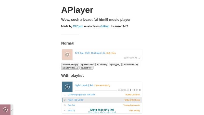 APlayer HTML5 LRC Style by tuannvbg@gmail.com