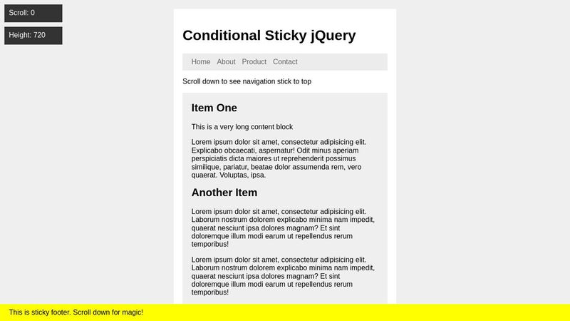 Conditional Sticky with jQuery