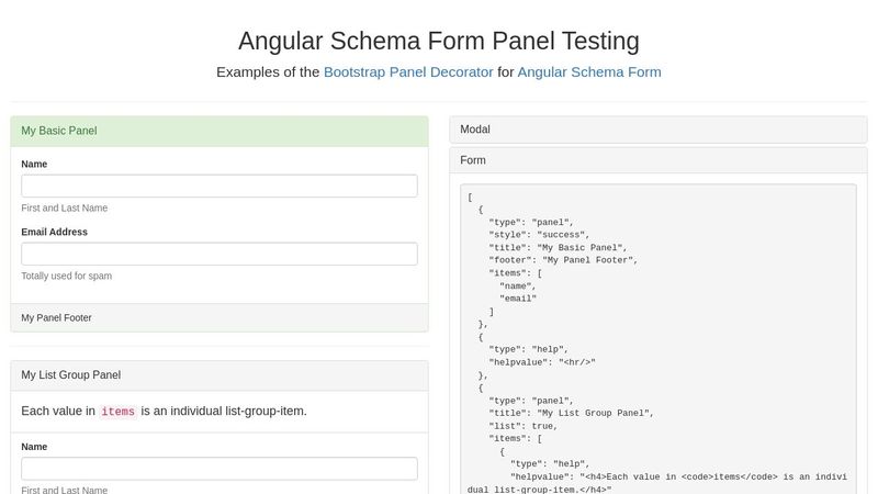 Angular Schema Form Panel Decorator