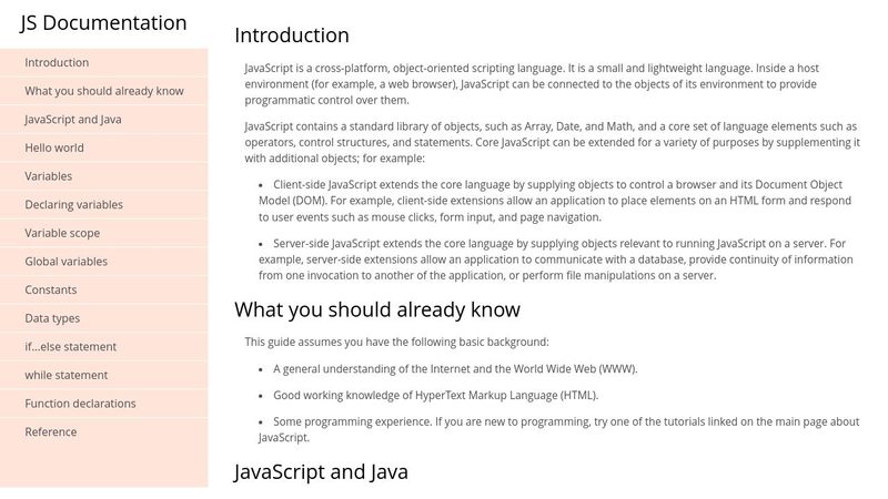JavaScript Technical documentation
