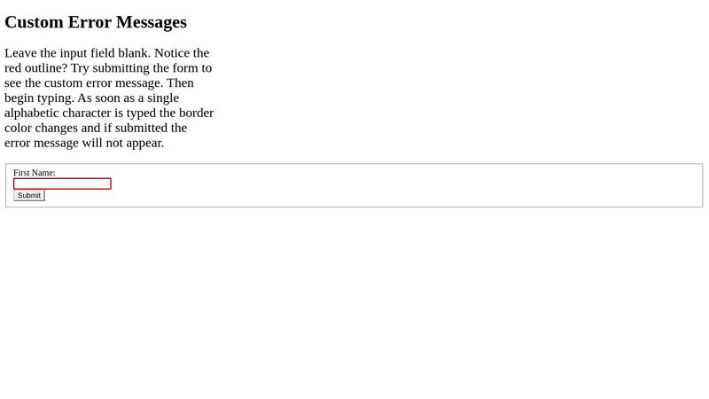 Custom HTML validation message