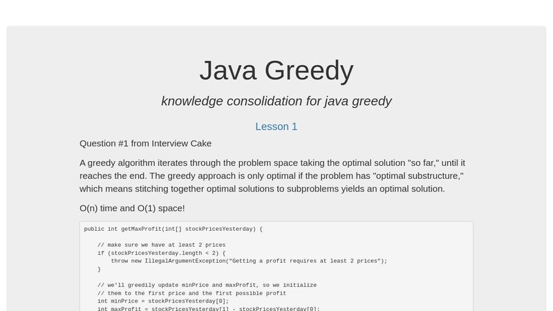 Java consolidation part8 - greedy algorithm