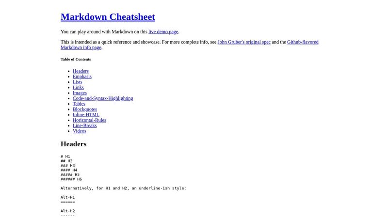 Markdown GFM Cheatsheet