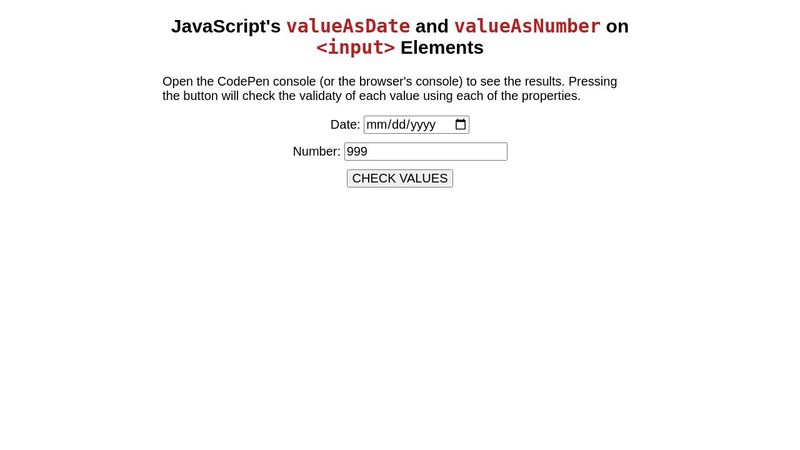 JavaScript's valueAsDate and valueAsNumber on Elements