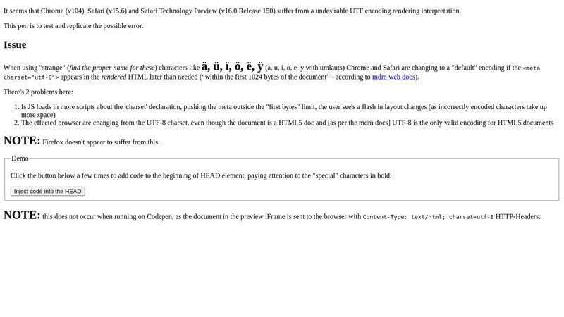 Browser BUG: HTML5 encoding error