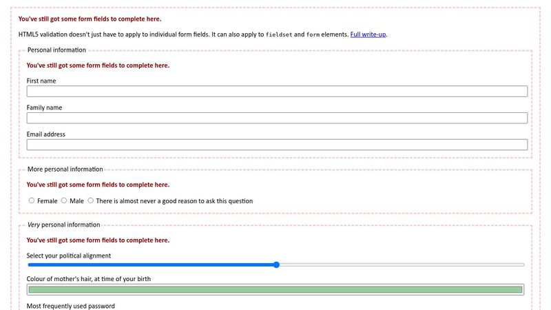 Fun with HTML5 form validation