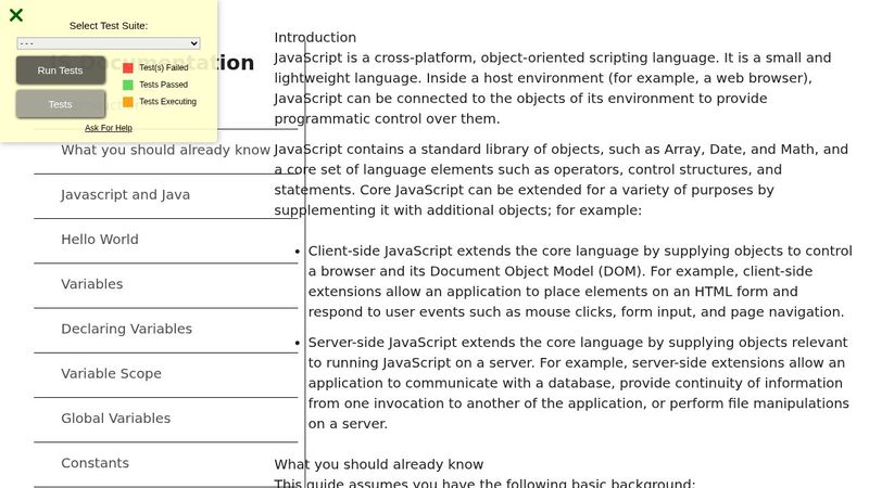 Javascript Technical page