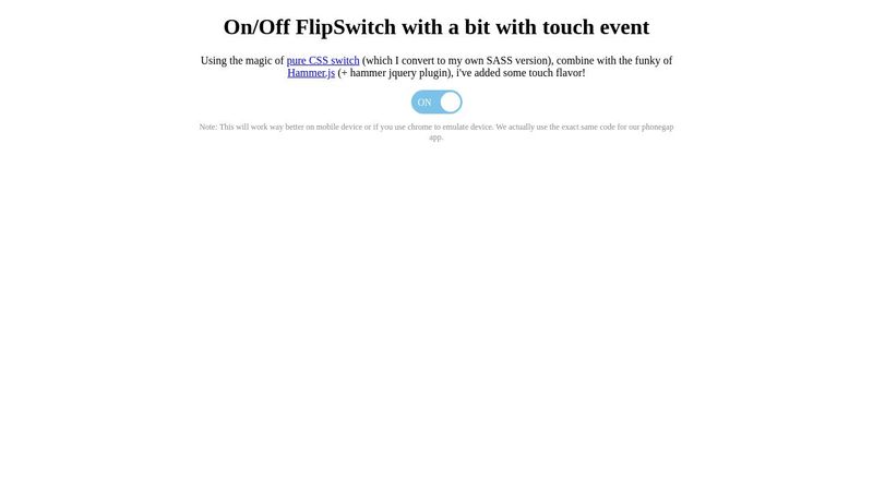 On/Off FlipSwitch with a bit with touch event