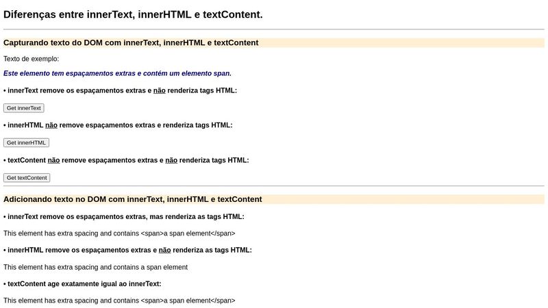 Difference innerText/innerHTML/textContent