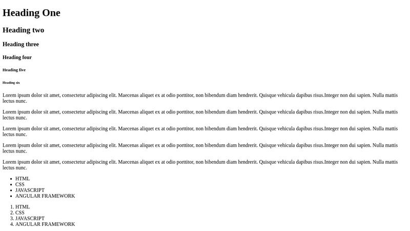 Basic html elements.