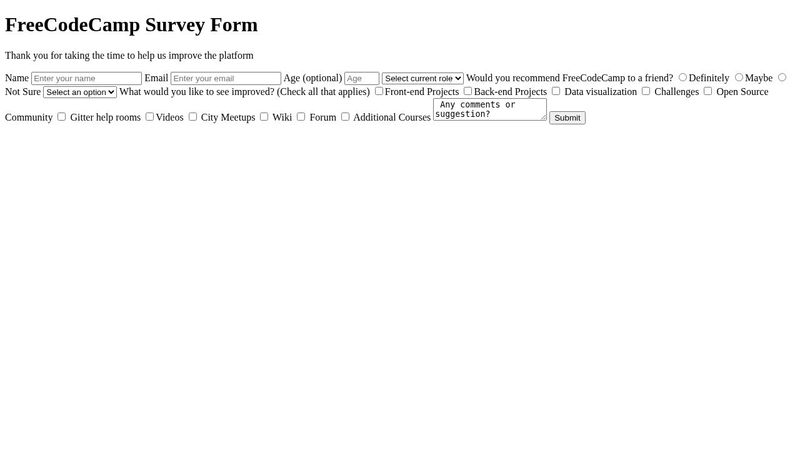 Survey Project (freecodecamp will fix css)