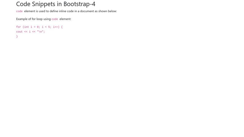 Bootstrap 4 - Code Element