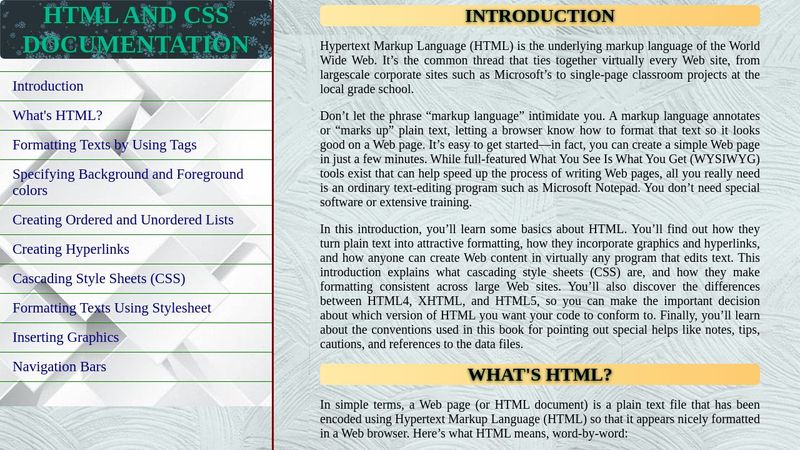 HTML and CSS Documentation