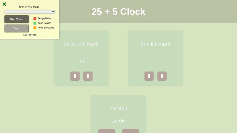 Build a 25 + 5 Clock - Front End Development Libraries Projects v1.2.0