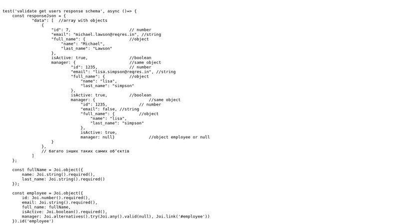JSON schema validation
