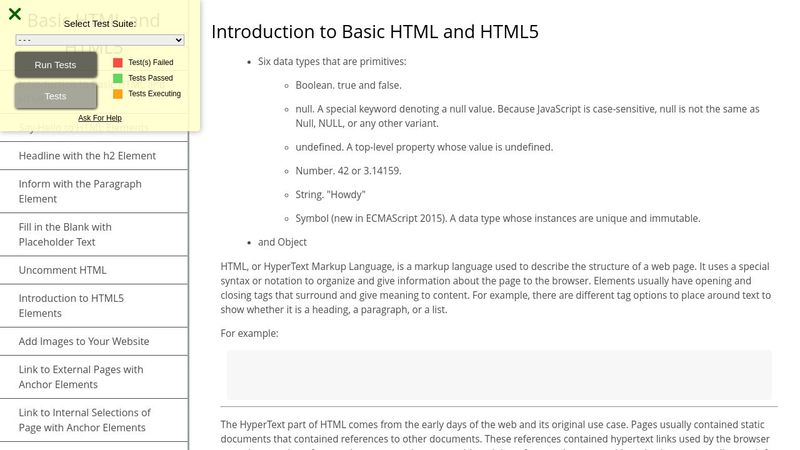 Responsive Web Design Documentation Page with Test Suite Template