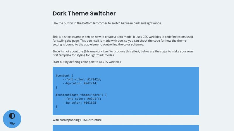Dark theme with CSS-variables