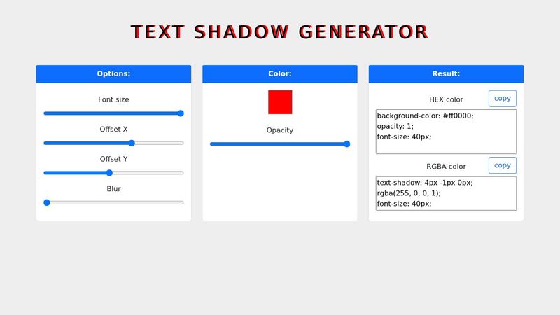 TEXT SHADOW GENERATOR (HTML+CSS+JQuery+Bootstrap)