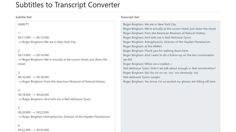 Subtitles to Transcript Converter