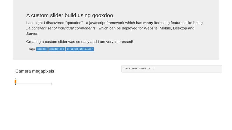 A custom slider build using qooxdoo