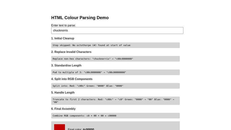 Legacy HTML Colour Parsing Demo