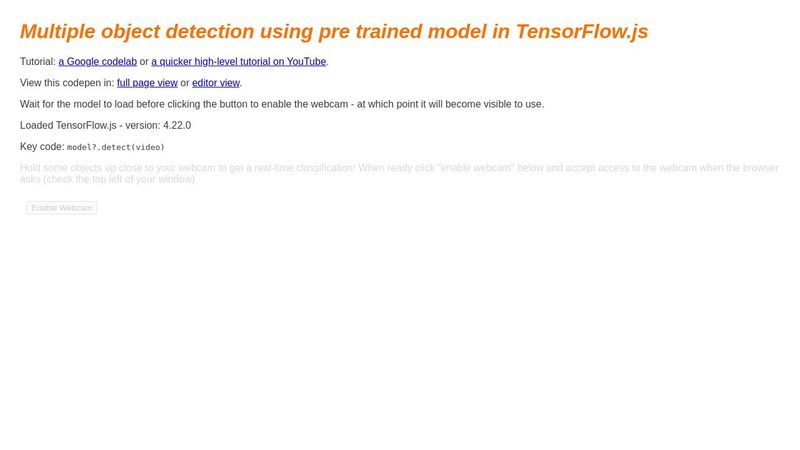 Make a smart webcam in JavaScript with a TensorFlow.js pre-trained Machine Learning model