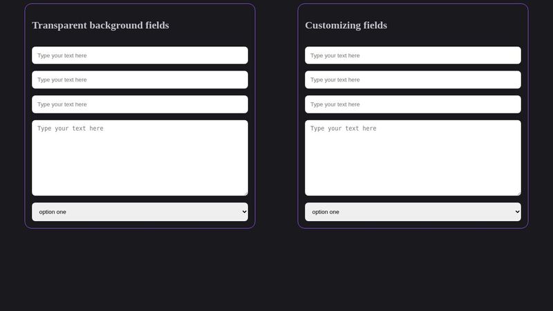 Css customize fields form colors