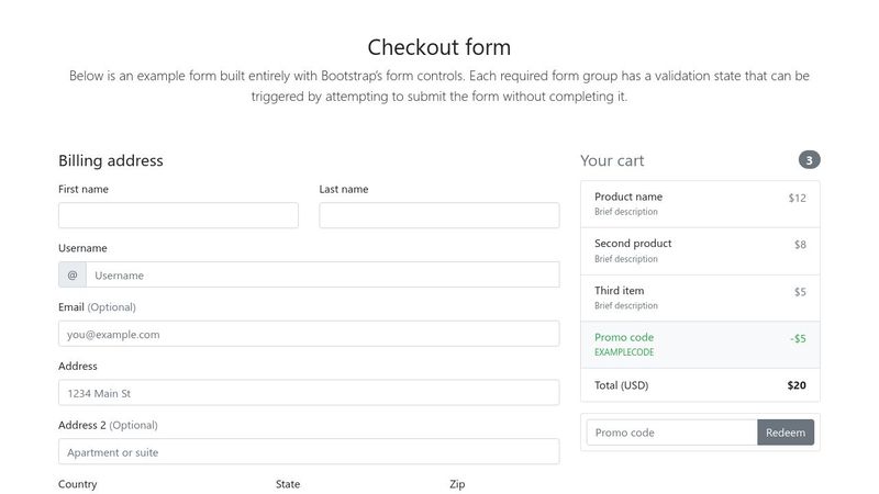 Bootstrap Checkout Form