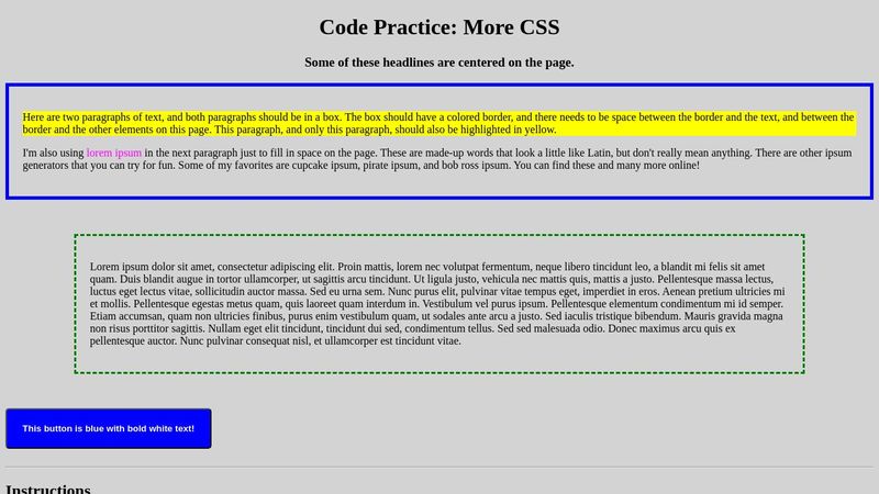 Code Practice: More CSS