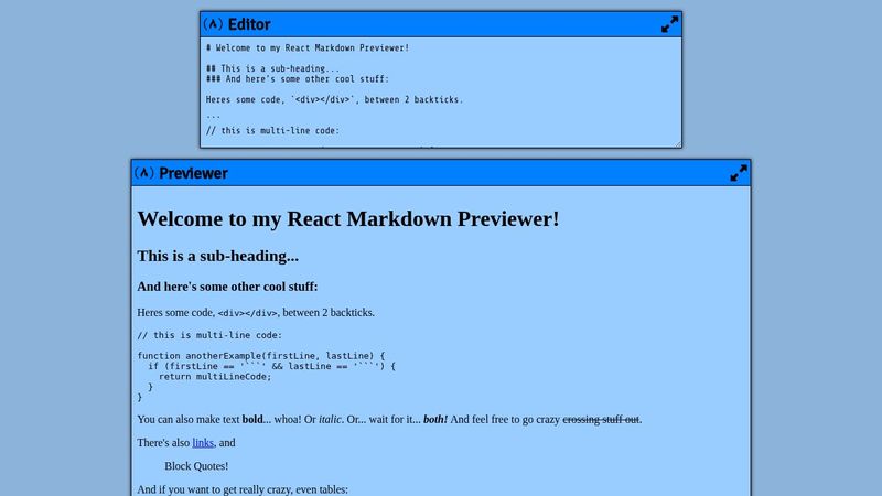 FCC Simple React Markdown Previewer