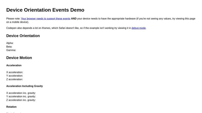 Device Orientation Events Demo