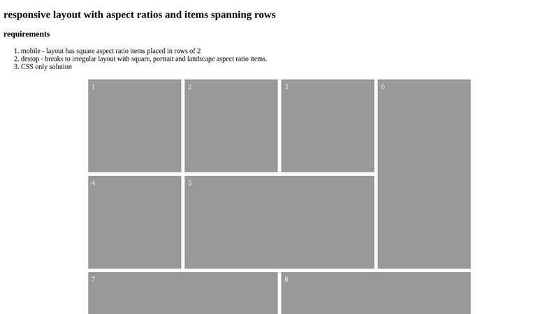 responsive layout with aspect ratios and items spanning rows