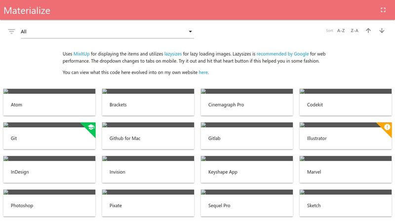 Materialize - Filtering & Lazy loading w Dropdown to replace tabs for desktop users