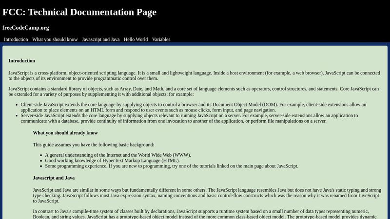 Technical Documentation Page