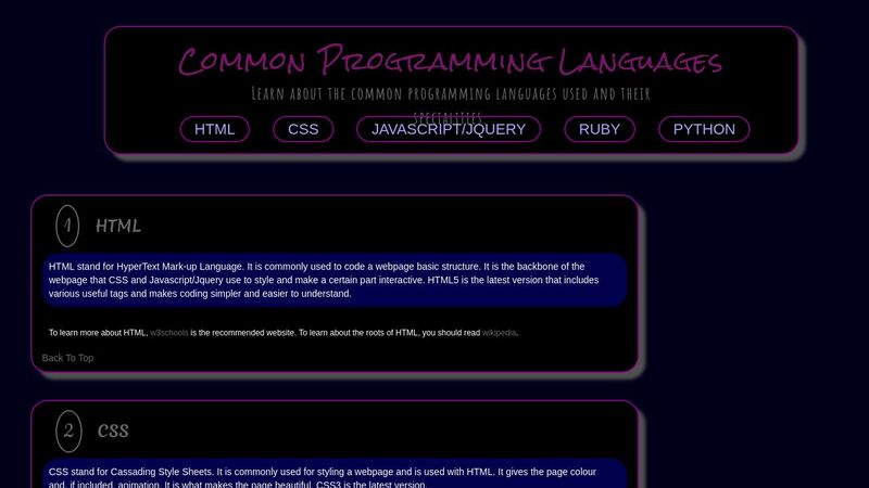 Common Programming Languages