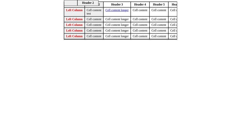 Horizontal scrolling table with Fixed first column