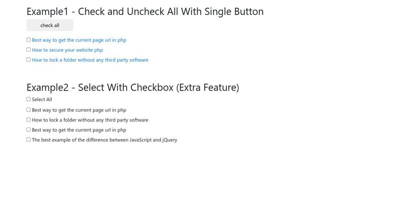 Check and uncheck all checkboxes with jquery
