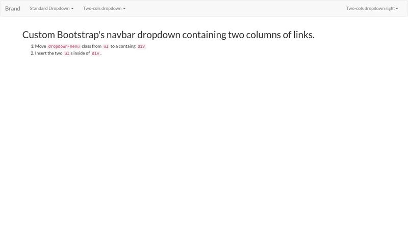 Two columns Bootstrap navbar dropdown