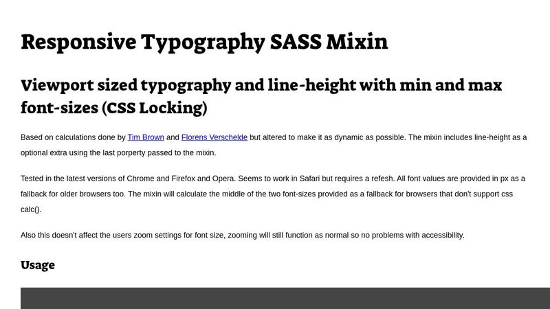 Responsive Typography (CSS Locking) Mixin