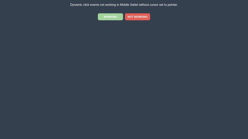 Dynamic click events not working in Mobile Safari without cursor set to pointer