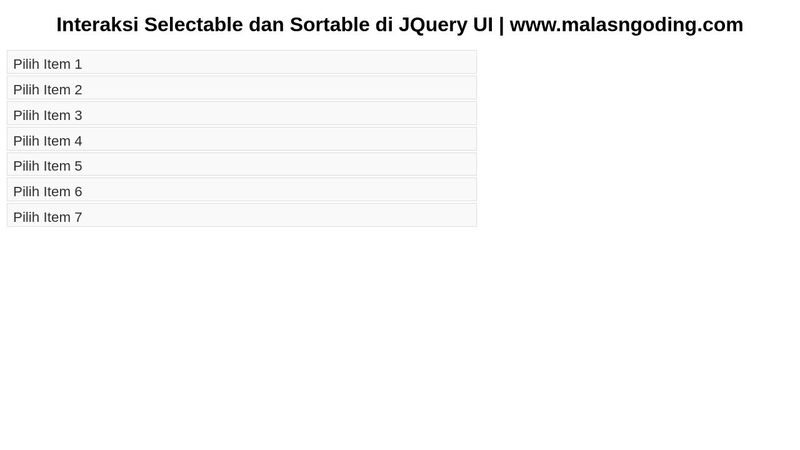 Interaksi selectable jquery ui