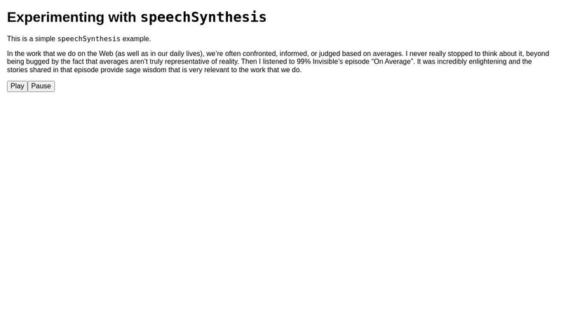 Experimenting with `speechSynthesis`: Reading longform