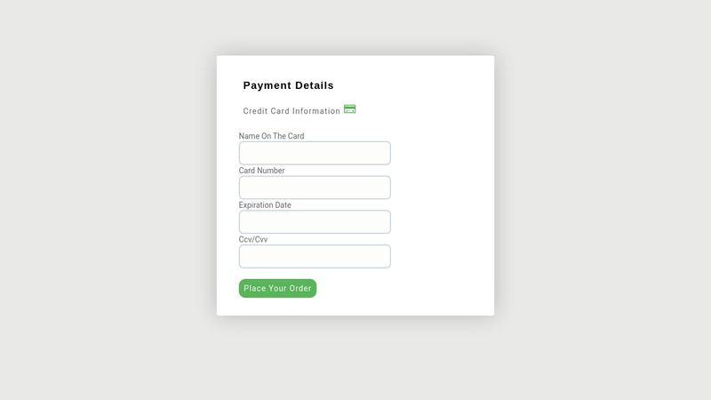 Credit Card Checkout Form