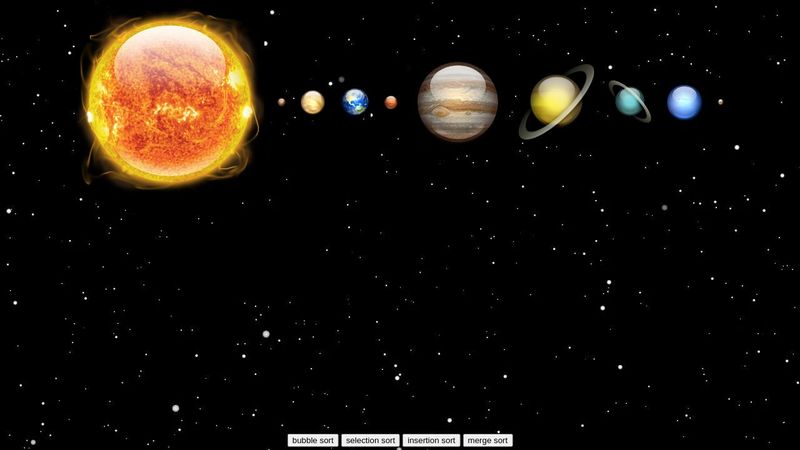 Algorithm visualizer using solar system