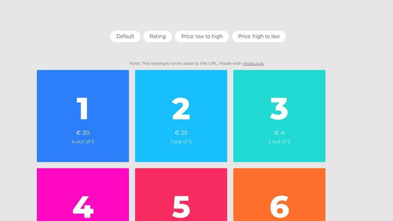 Native JavaScript product sorting with MixItUp.js