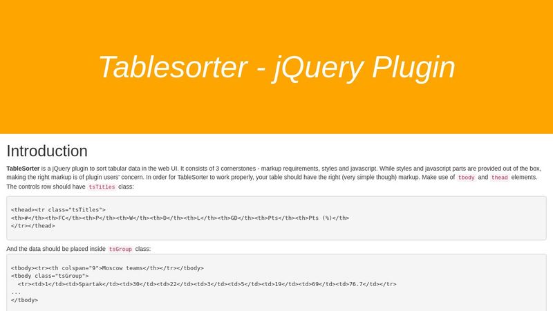 Tablesorter Demonstration