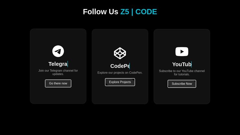 Stunning Dark Mode Social Media Cards with Hover Animations | Z5 | CODE