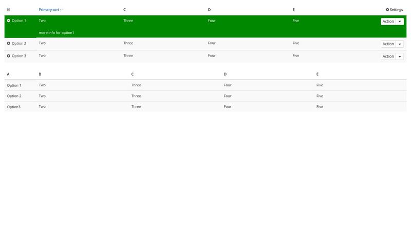expanding selected table row