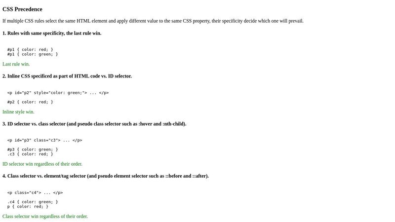 Online - CSS precedence
